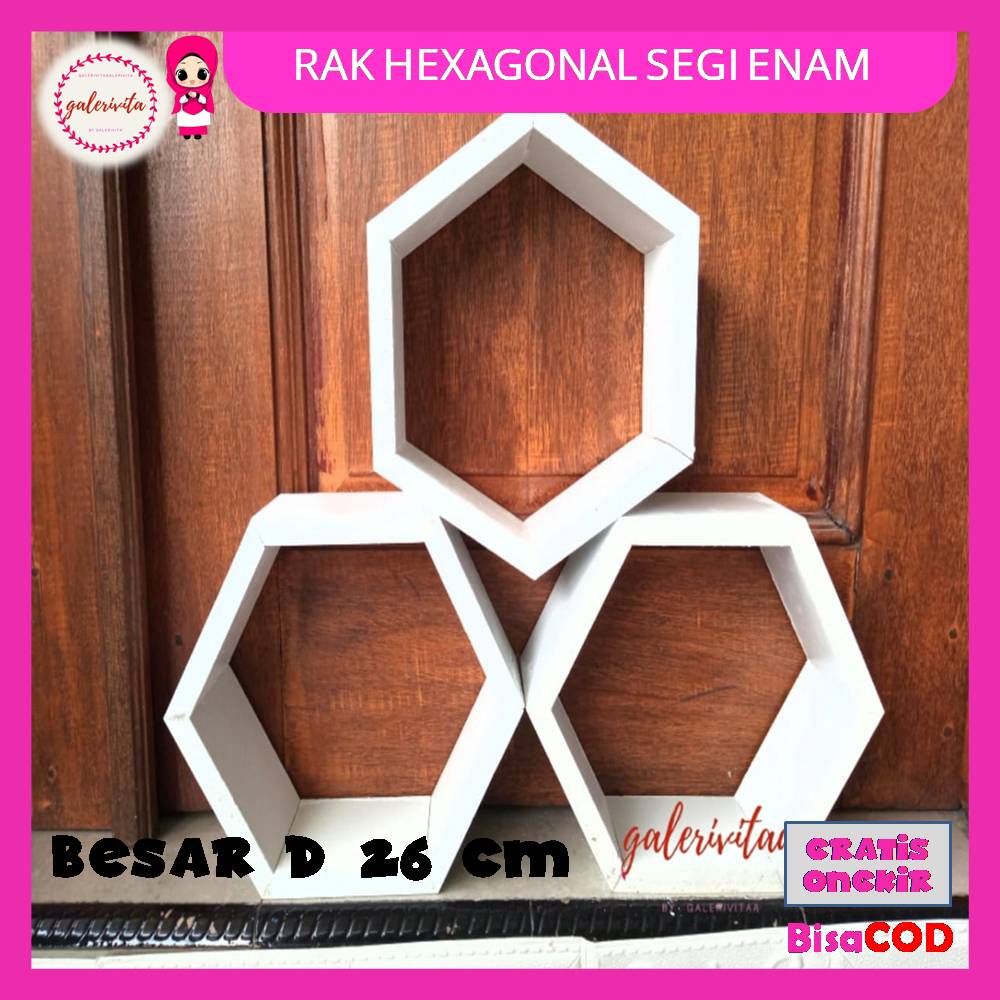 Jual Rak Dinding Hexagonal Segi Enam / Rak Hexagonal Satu Set Isi 3 ...