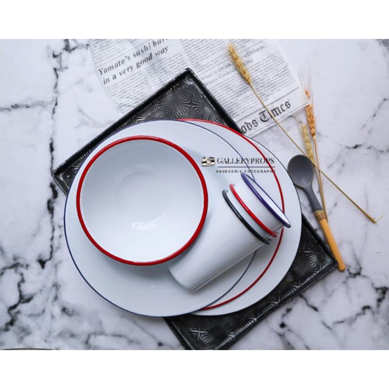 Jual piring enamel 1set atau per pc | Shopee Indonesia