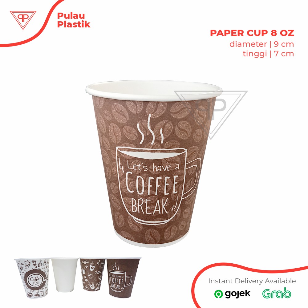Jual Paper cup 6.5oz, 8 oz / Gelas Cup Kertas / Cup Kopi / Isi 50 pcs | Shopee Indonesia