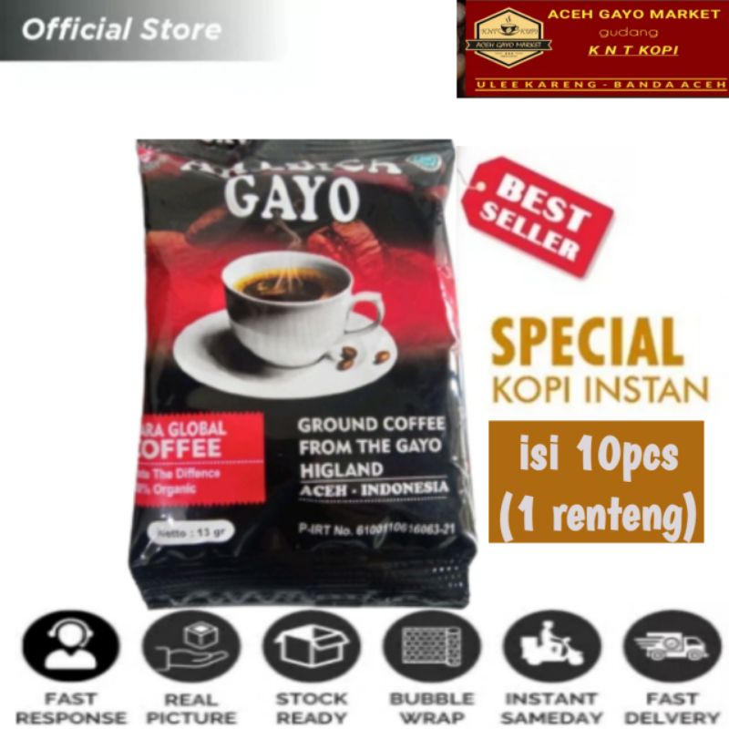Jual KOPI ACEH SACHET ARABIKA GAYO ASLI ORIGINAL 1 renteng /10pcs BUBUK ...
