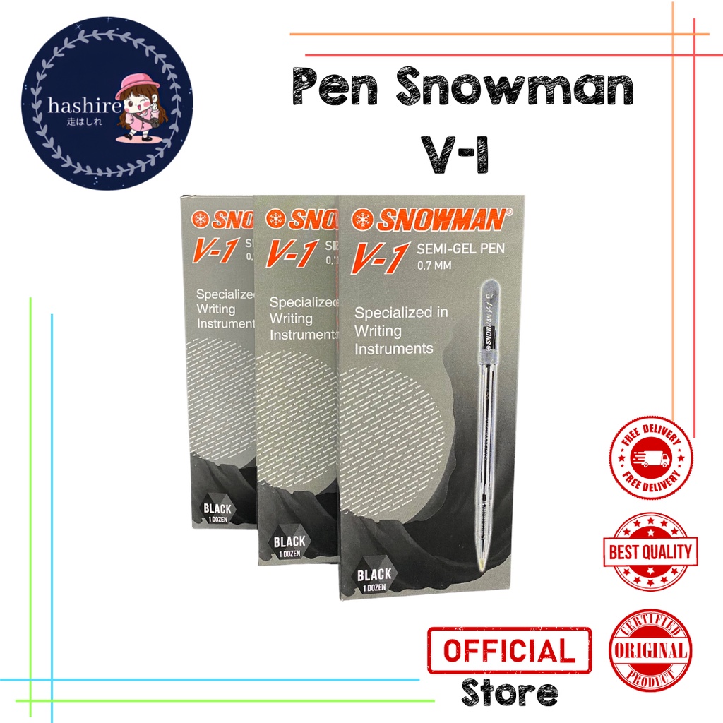 Jual 12pc Pulpen Snowman V1 Semi Gel Pen Hitam 0.7mm -HITAM | Shopee ...