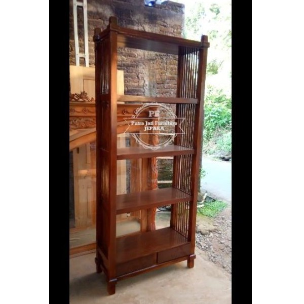 Jual rak lemari tempat buku kantor kerja kayu jati jepara | Shopee ...