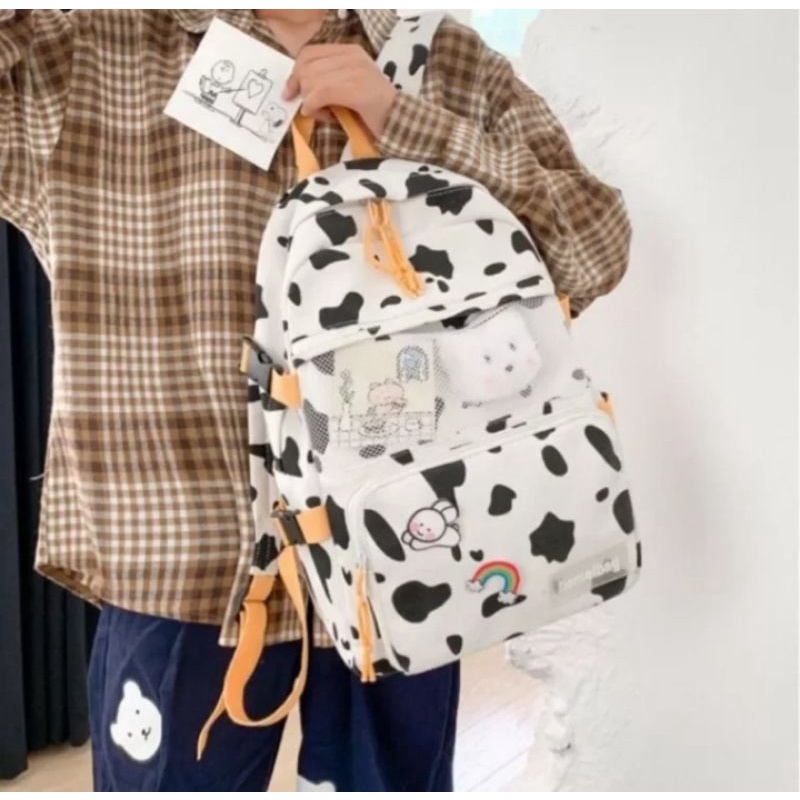 Jual Tas Ransel motif sapi korean aestetich sd smp sma muat laptop ...