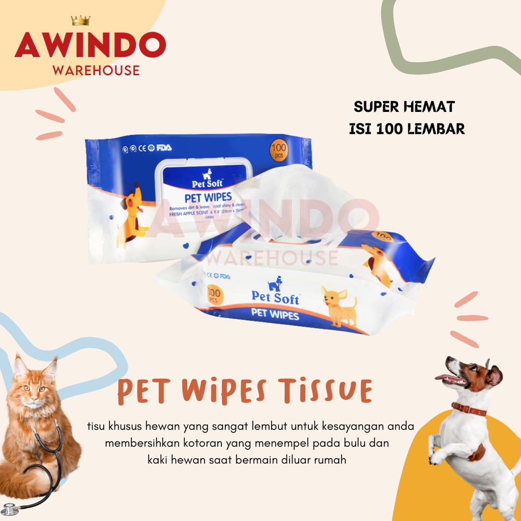 Jual TISU BASAH PET SOFT WIPES - Tissue Basah Pembersih Hewan Grooming ...
