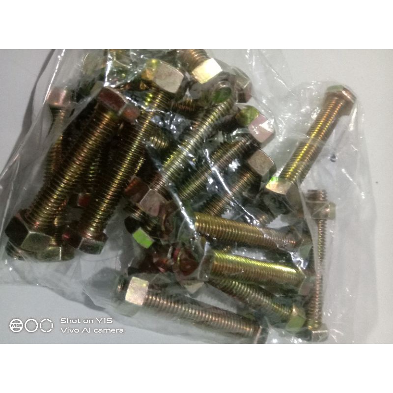 Jual Baut mur kuning M8x50/ baut kuning kunci 12 panjang 5cm | Shopee ...