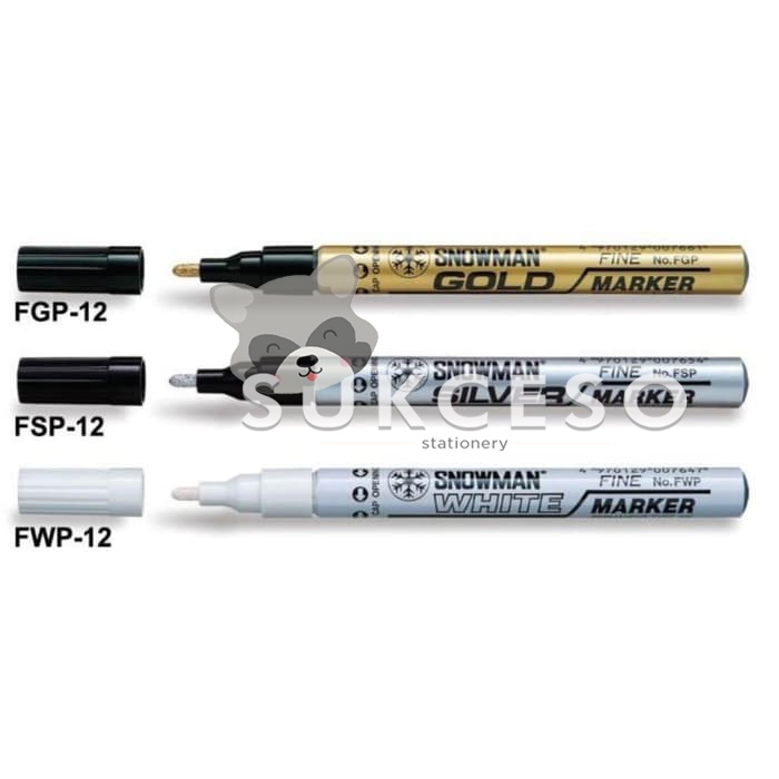 Jual Snowman Permanent Paint Marker F (Gold, Silver & White) FINE TIP ...