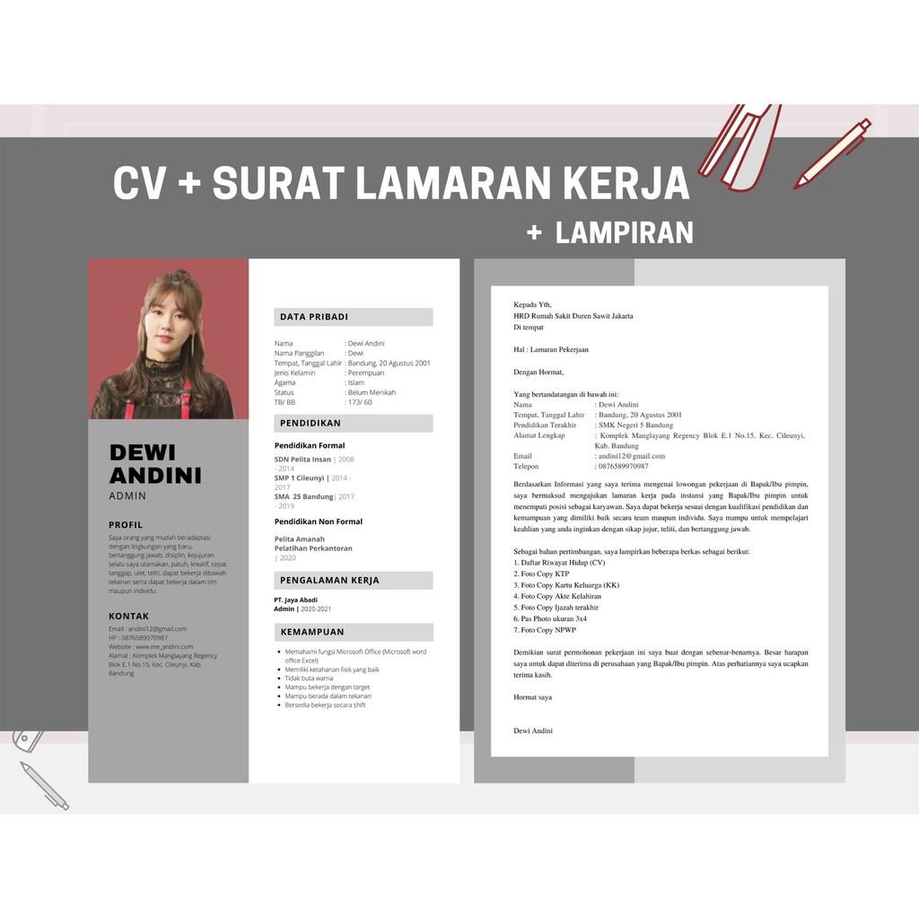 Jual Jasa Pembuatan CV 24 JAM/ Surat Lamaran Kerja/ Resume/ curriculum vitae | Shopee Indonesia