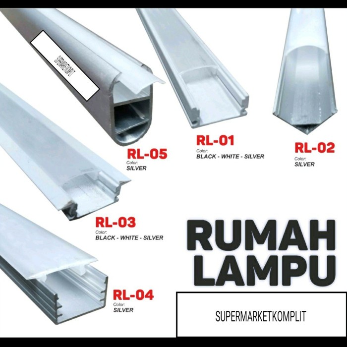 Jual list lis strip alumunium siku lampu led cover tutup mika acrylic ...