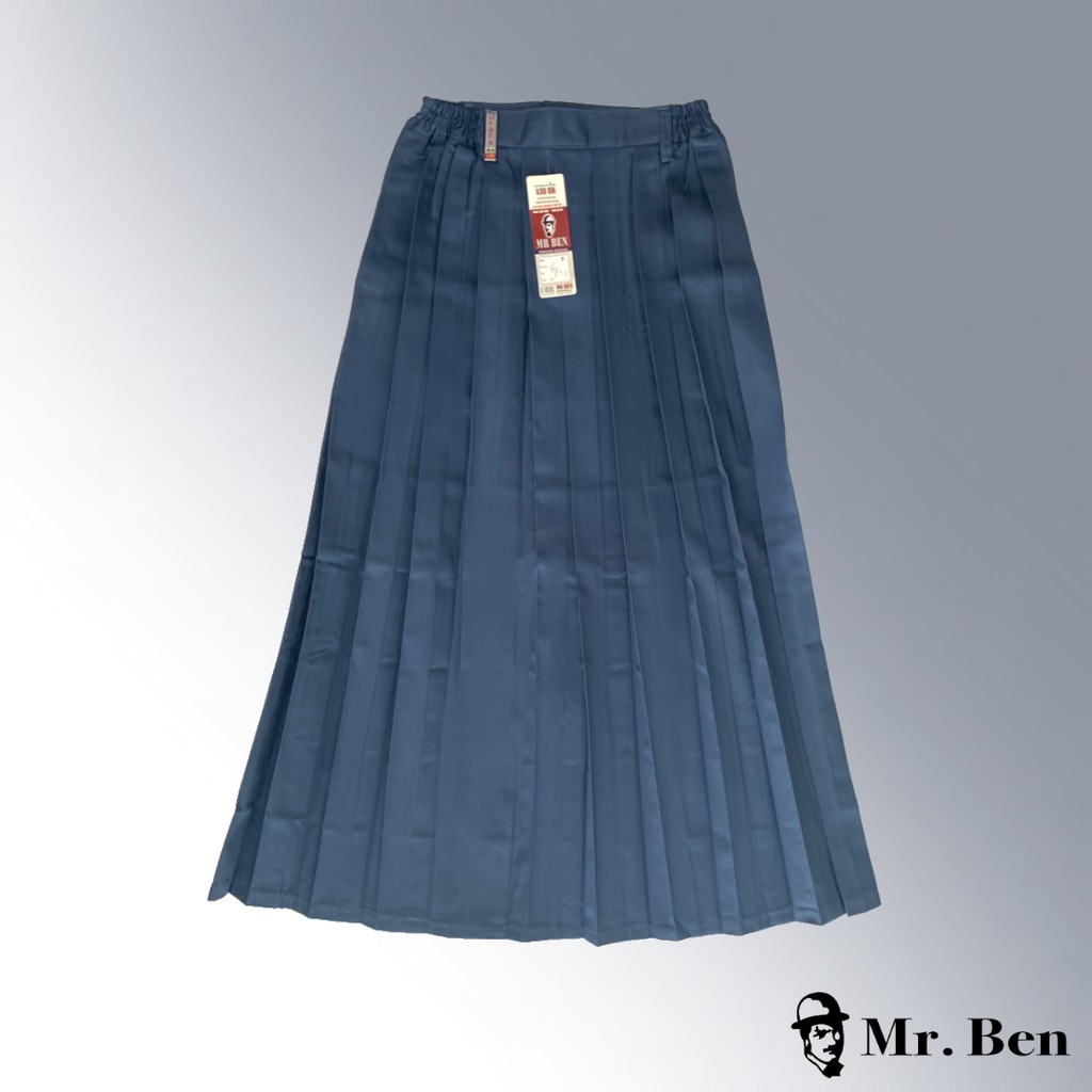 Jual MR.BEN Seragam Sekolah Rok SMA Abu Biru Panjang Rempel / Lipat ...