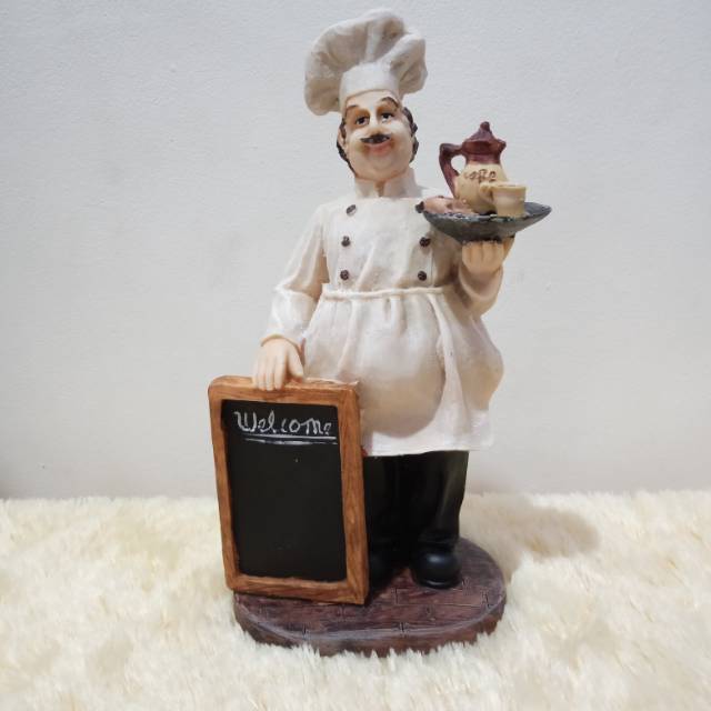 Jual Patung Koki Chef Pegang Teko Kopi Welcome | Shopee Indonesia