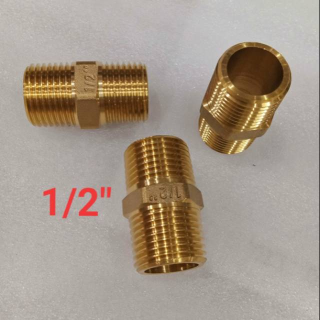Jual Double Nipple 1/2" Brass Kuningan Dobel Nepel Nepple valve ...