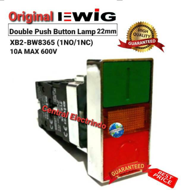 Jual Double Push Button Lampu EWIG 22mm XB2-BW8365 (1NO/1NC) | Shopee ...