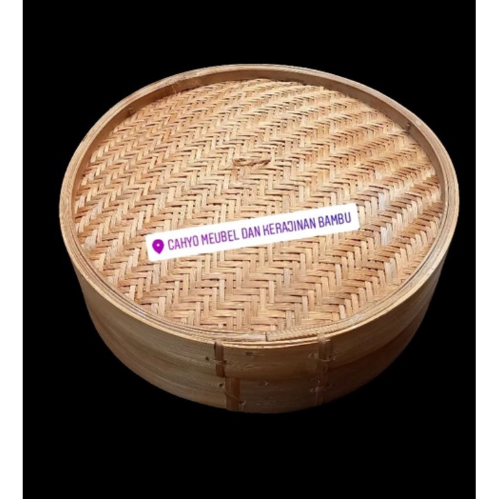 Jual klakat bambu dimsum ukuran 25cm, 1tutup +1wadah | Shopee Indonesia