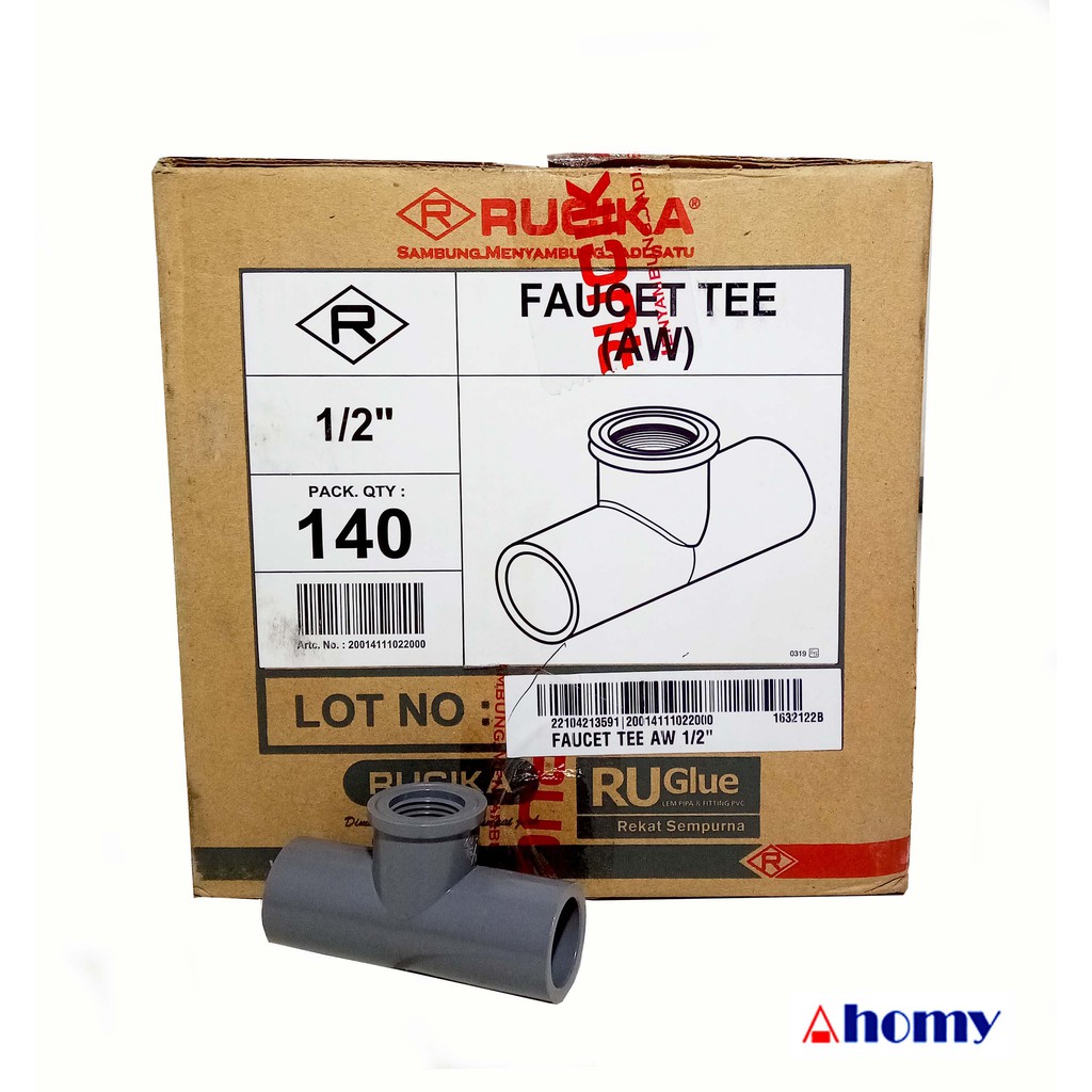Jual 1pc tee drat 1/2” TS AW tebal RUCIKA pvc faucet tee sambungan pipa ...