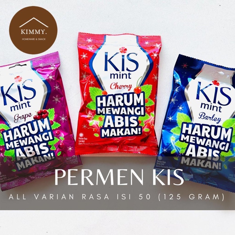 Jual PERMEN KIS 1 PACK ISI 50 GRAM/ PERMEN KISS RASA MINT, CHERRY,BARLEY,GRAPE/ CANDY MINT ...