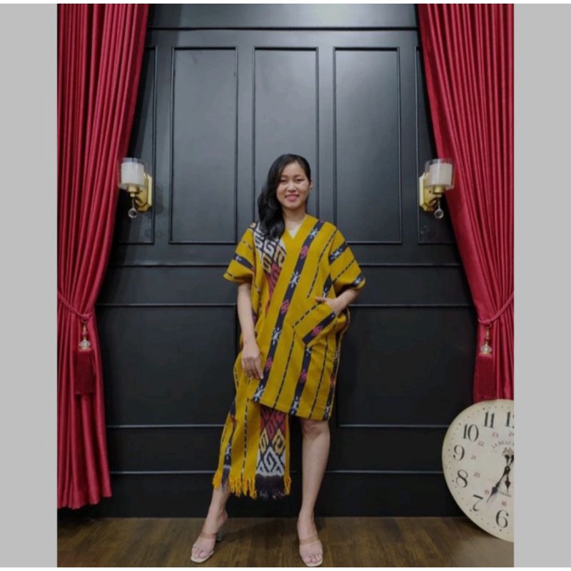 Jual dress tenun blanket dress tenun jepara motif lurik | Shopee Indonesia