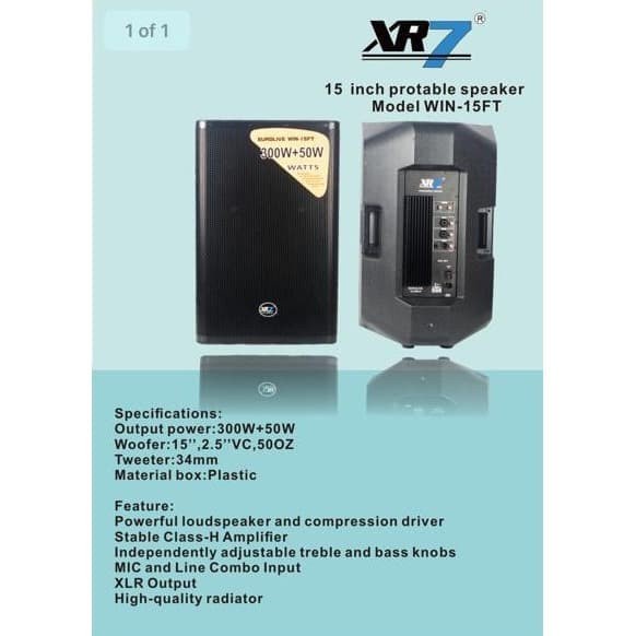 Jual SPEAKER ACTIVE XR7 WIN FT-15 15" INCH | Shopee Indonesia