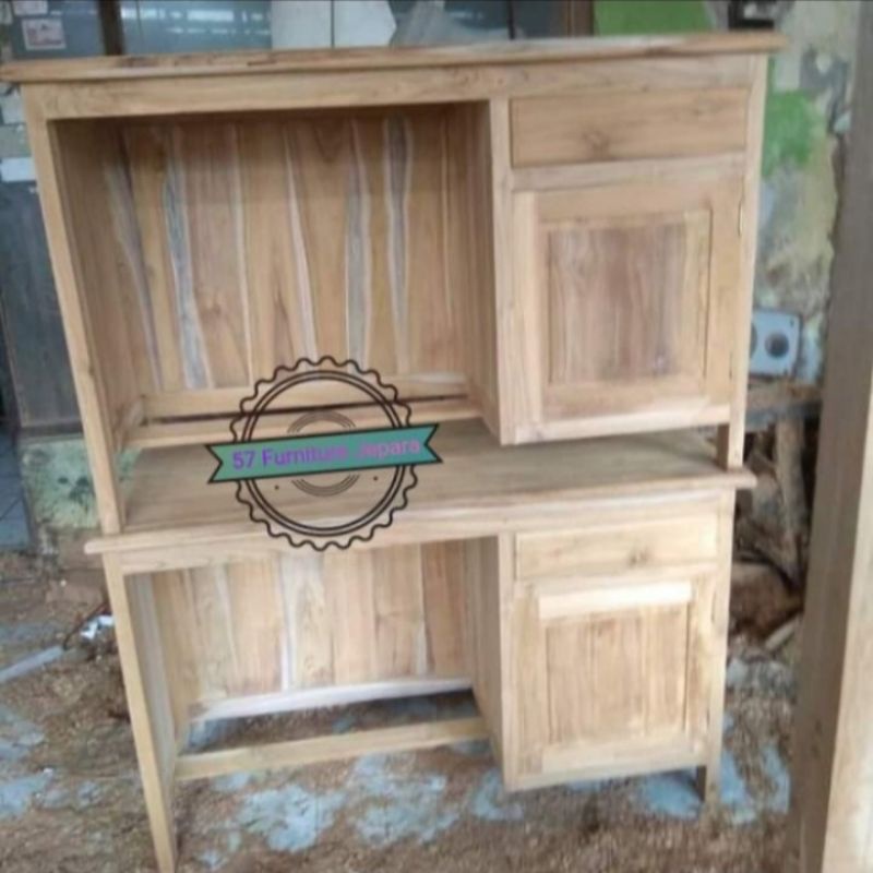 Jual Meja kerja kantor laci kayu jati mentahan | Shopee Indonesia