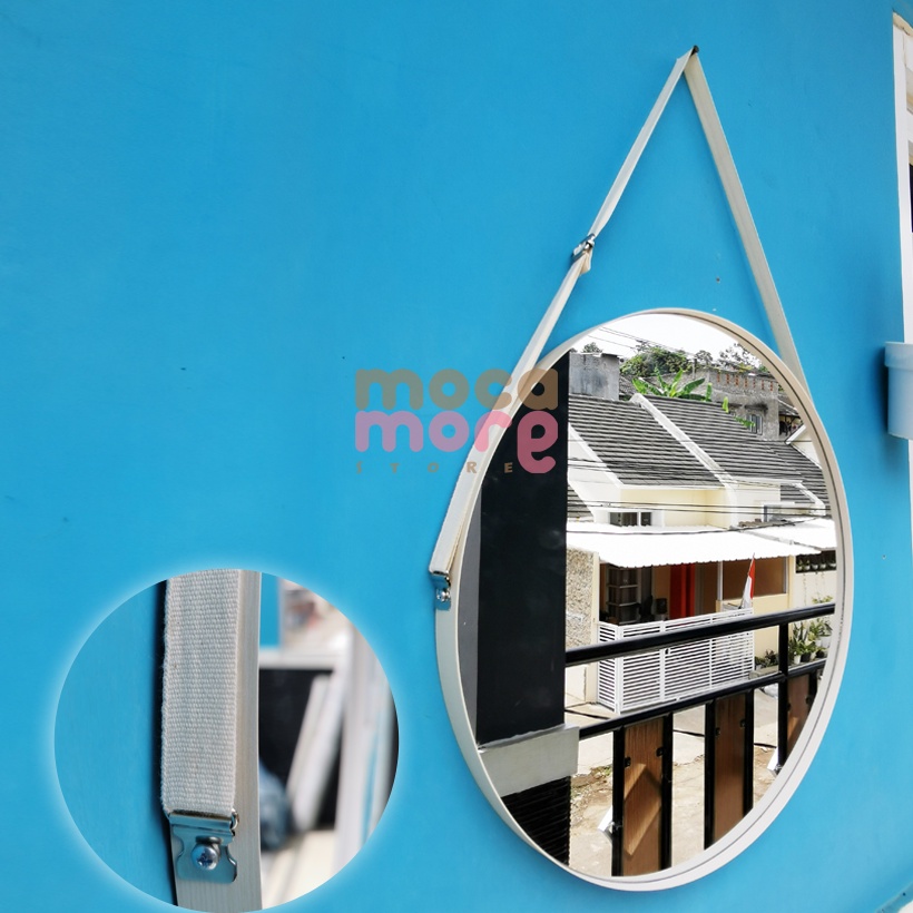 Jual Cermin Dinding Aesthetic Tali Linen - Kaca Bulat Frameless ...