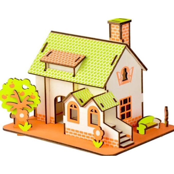 Jual Puzzle Simulation Model - Wooden Puzzle Green Apple House - Pazel ...