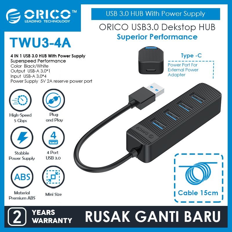 Jual USB HUB ORICO 4 Port USB 3.0 HUB - ORICO TWU3-4A | Shopee Indonesia