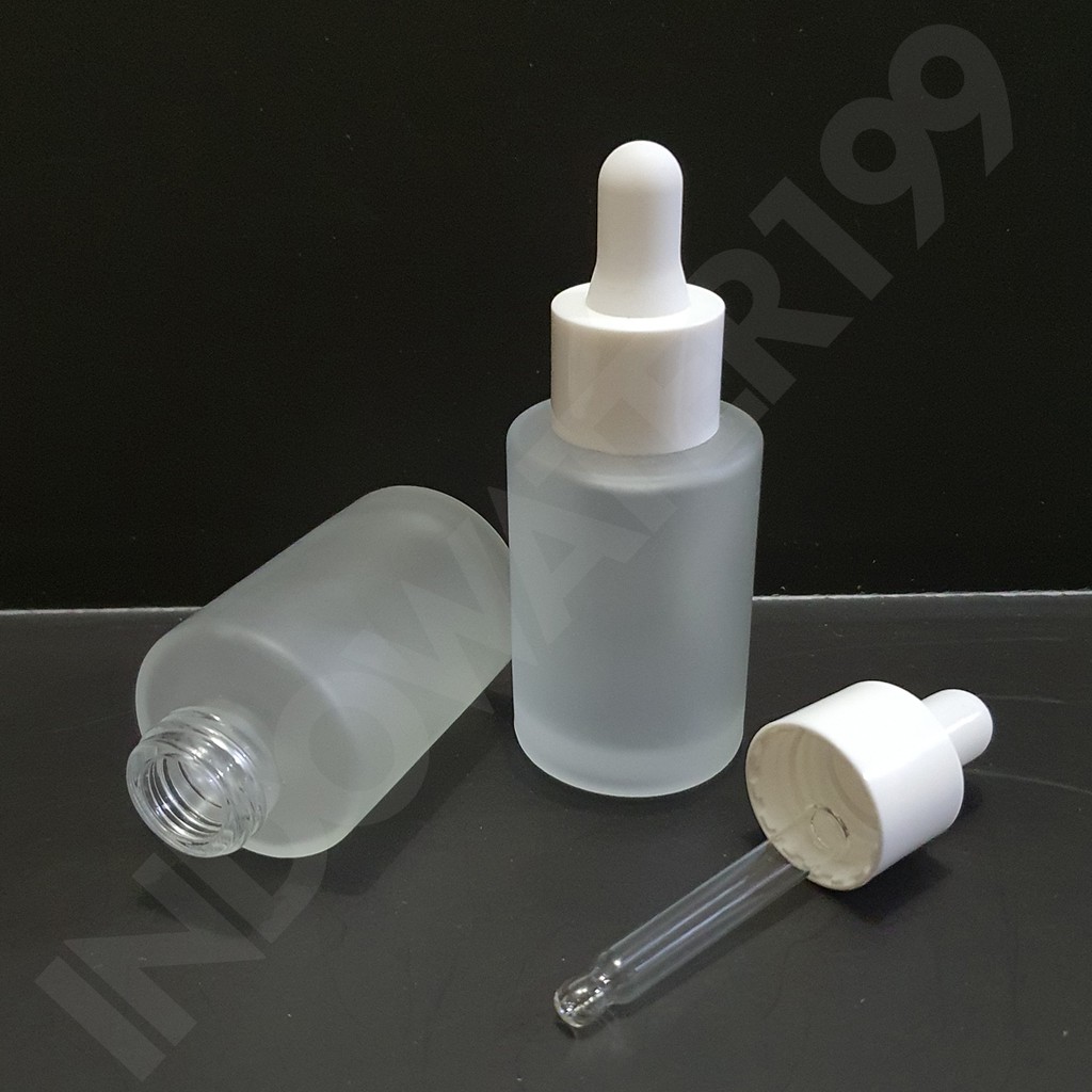 Jual BOTOL KACA FROSTED 30 ML TUBULAR TUTUP PIPET PUTIH | Shopee Indonesia