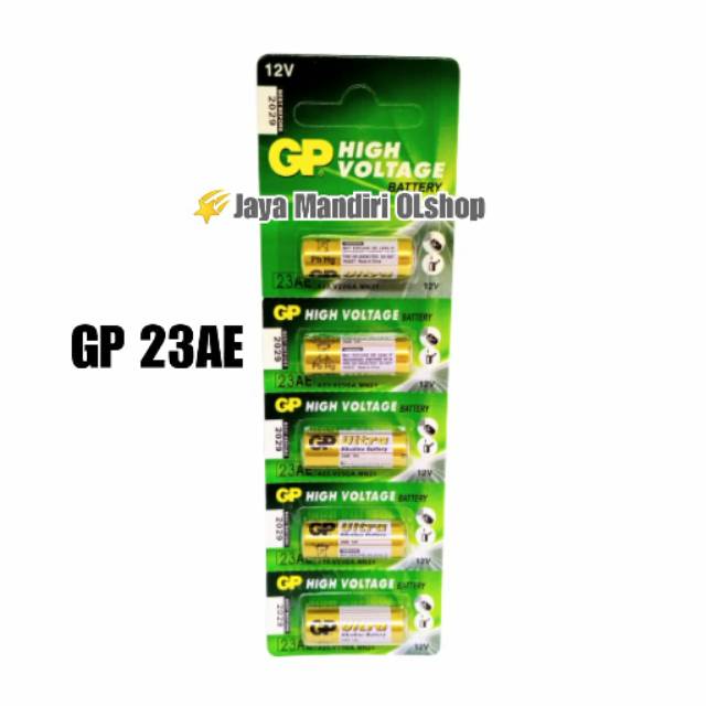 Jual Baterai GP 23AE / 23A Alkaline Battery 12V Original ( 1 lembar / 5 pcs ) | Shopee Indonesia