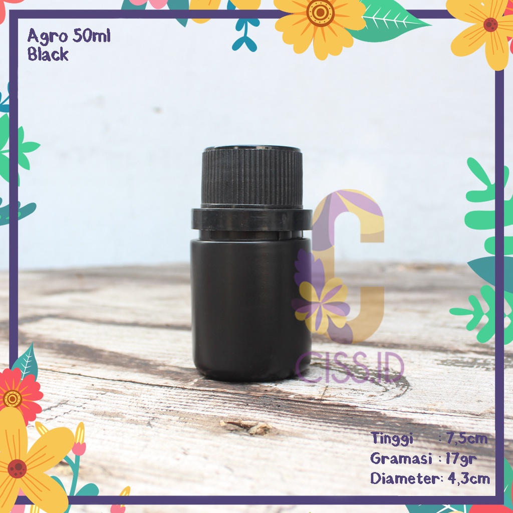 Jual BOTOL PLASTIK KAPSUL AGRO LABOR 50ML HITAM KEMASAN CAIRAN OBAT ...