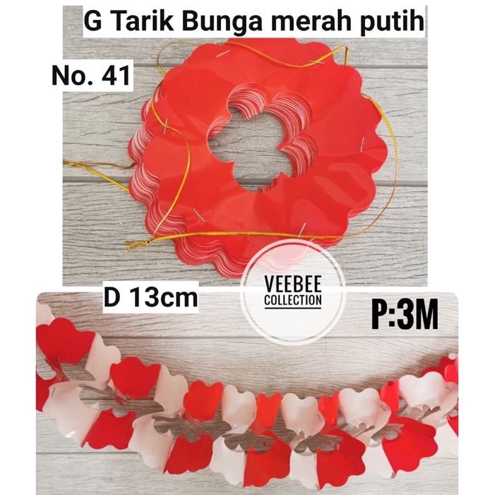 Jual Garland tarik bunga merah putih/ dekorasi hiasan 17 agustusan ...