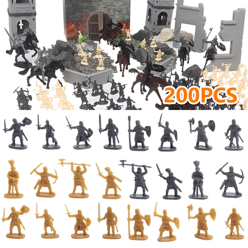Jual 200Pcs Plastic Medieval Knight Soldier Toys Action Figure Army ...