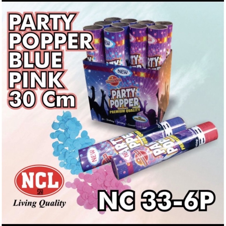 Jual Confetti / Party Popper Blue atau Pink Merk NCL ukuran 30 cm ...