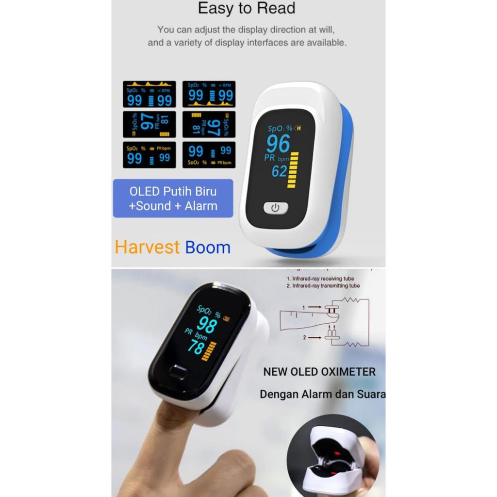 Jual pulse oximeter fingertip alat pengukur kadar oksigen dan detak ...