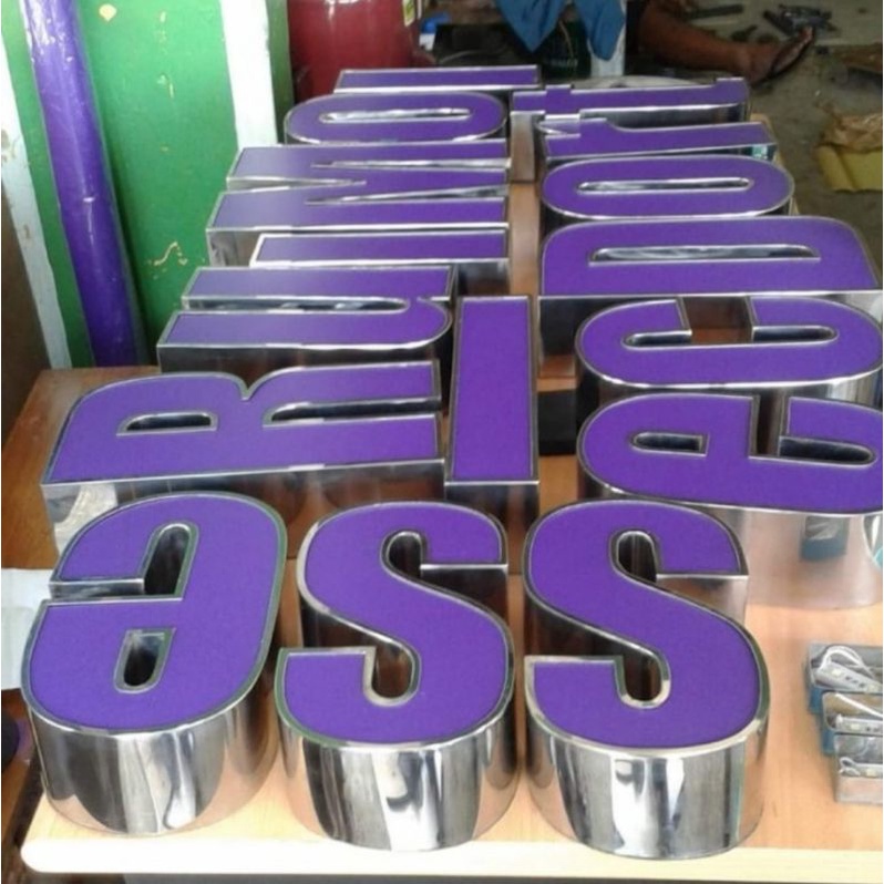 Jual Huruf Timbul Letter Box depan akrilik Samping Stainless / Galvanis ...