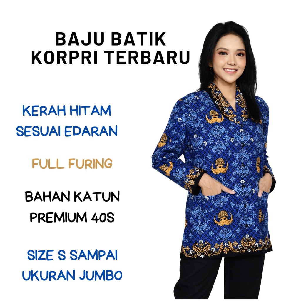 Jual SERAGAM KORPRI TERBARU ATASAN BATIK KORPRI SERAGAM PNS GURU FULL FURING | Shopee Indonesia