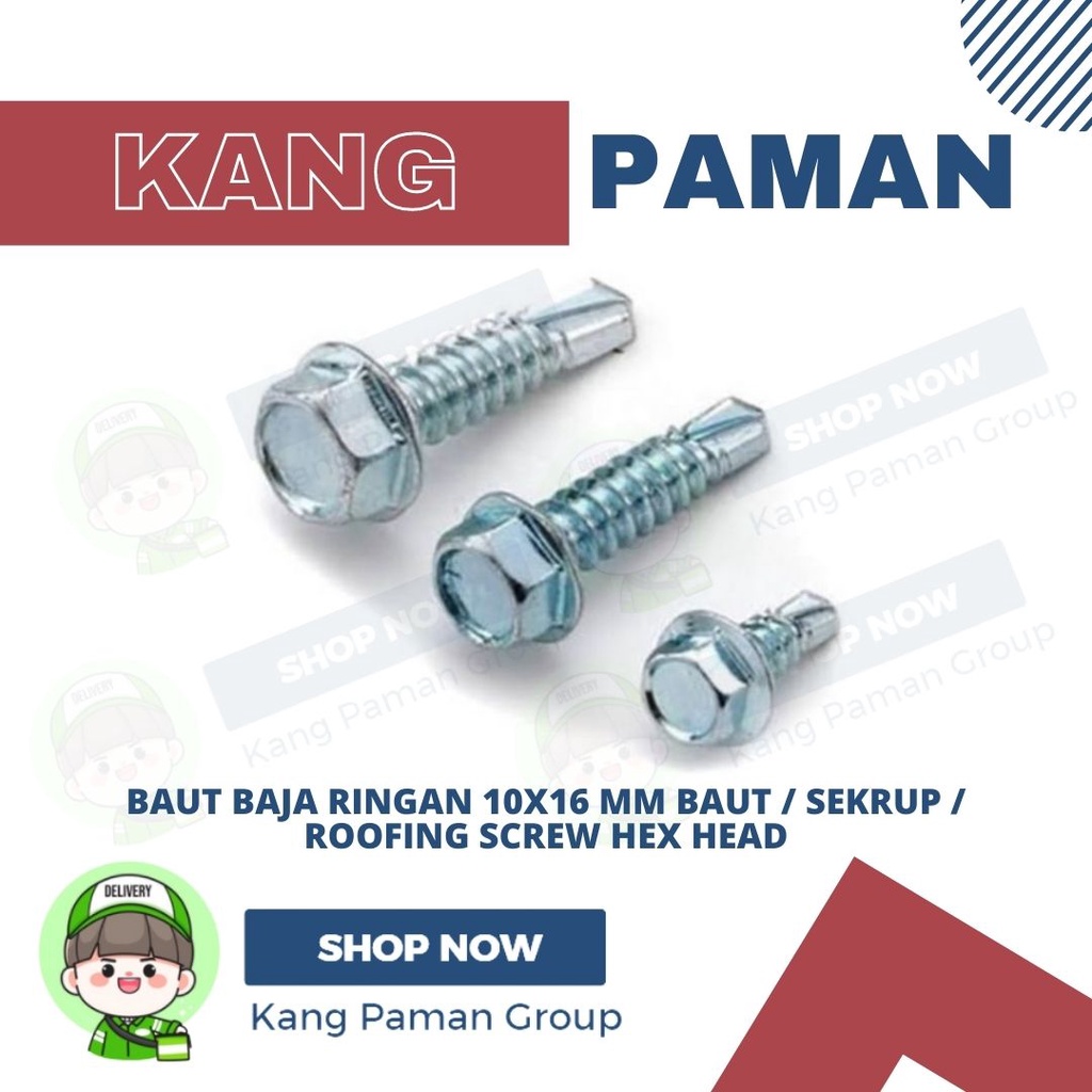 Jual Baut Baja Ringan 10x16 mm Baut / sekrup / roofing screw Hex Head ...