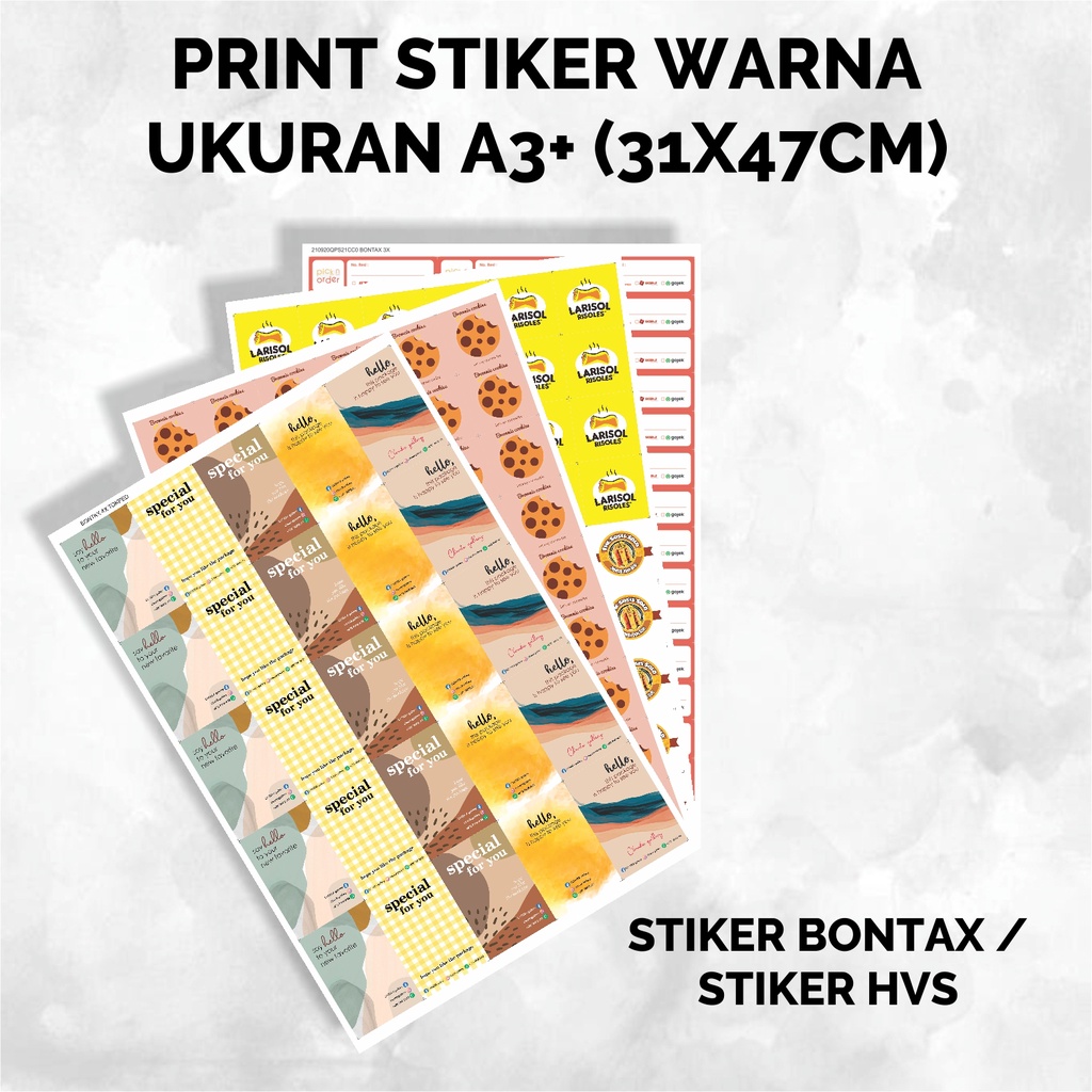 Jual Stiker Chromo Bontax Hvs A3 Print Cetak Label Kemasan Olshop