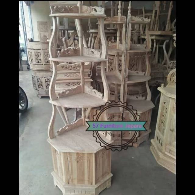 Jual Rak tempat untuk hiasan pojok/rak pajangan ruangan kayu jati ...