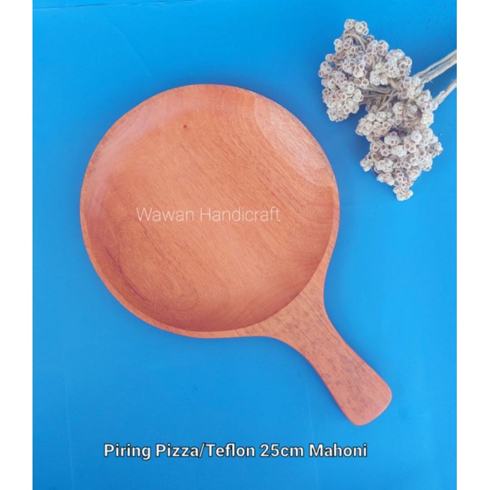 Jual piring kayu/piring pizza/piring teflon kayu mahoni 25cm | Shopee ...