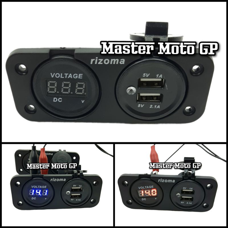 Jual volt meter plus Usb Rizoma charger HP Voltmeter dan charger chager casan hp Voltmeter Aki ...