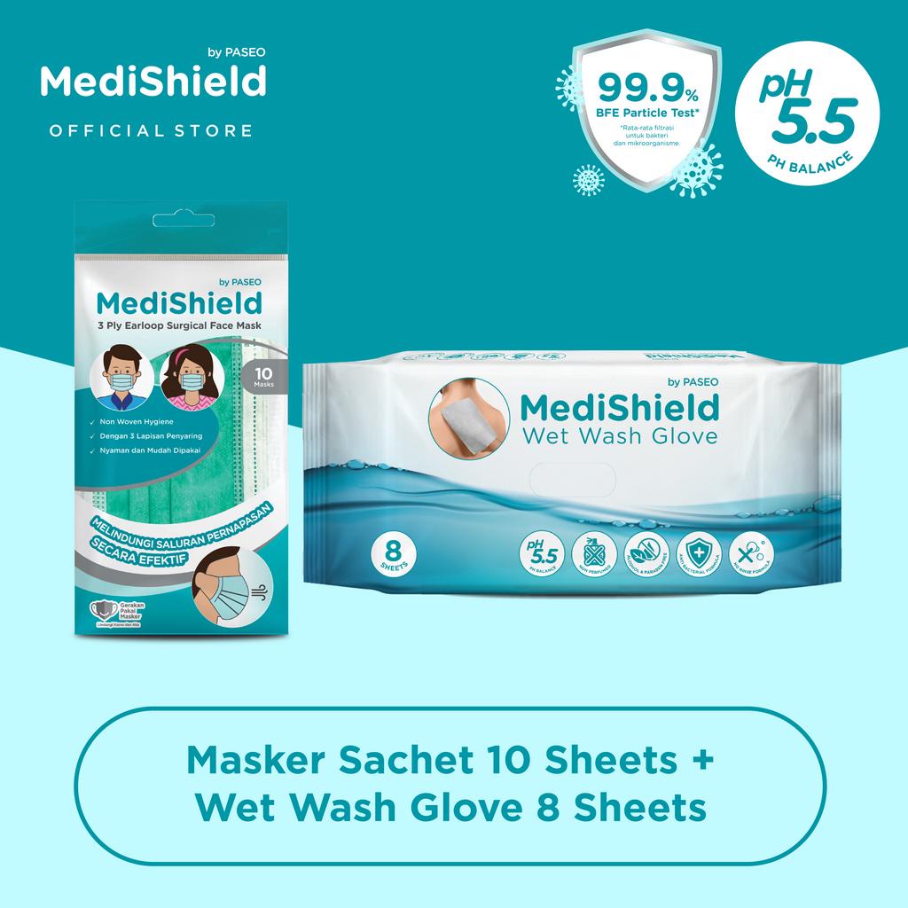 Jual Medishield By Paseo Masker Sachet Earloop 10's + MediShield By ...