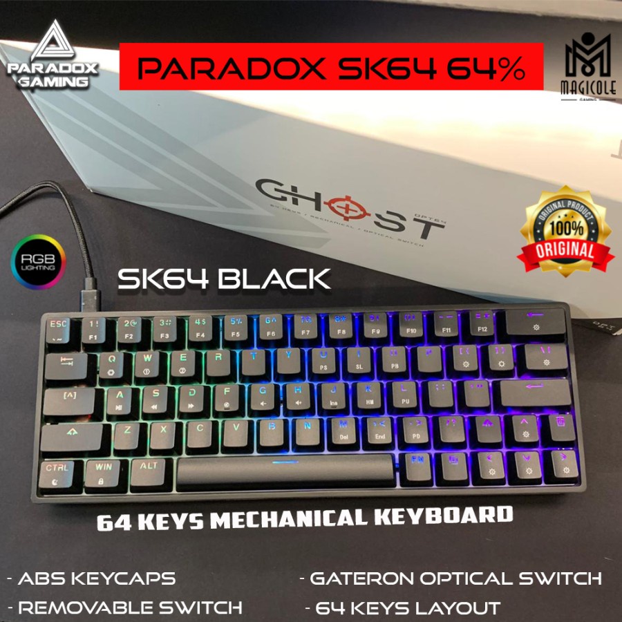 Jual Paradox Gaming OPT64 / SK64 Black Optical Mechanical Gaming ...
