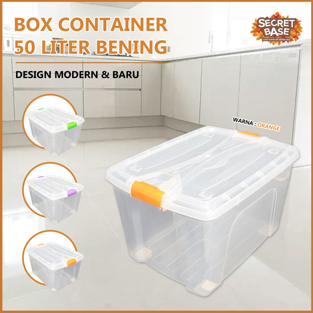 Jual BOX CONTAINER 50 LITER + RODA - Transparan / Box Serbaguna Bening ...