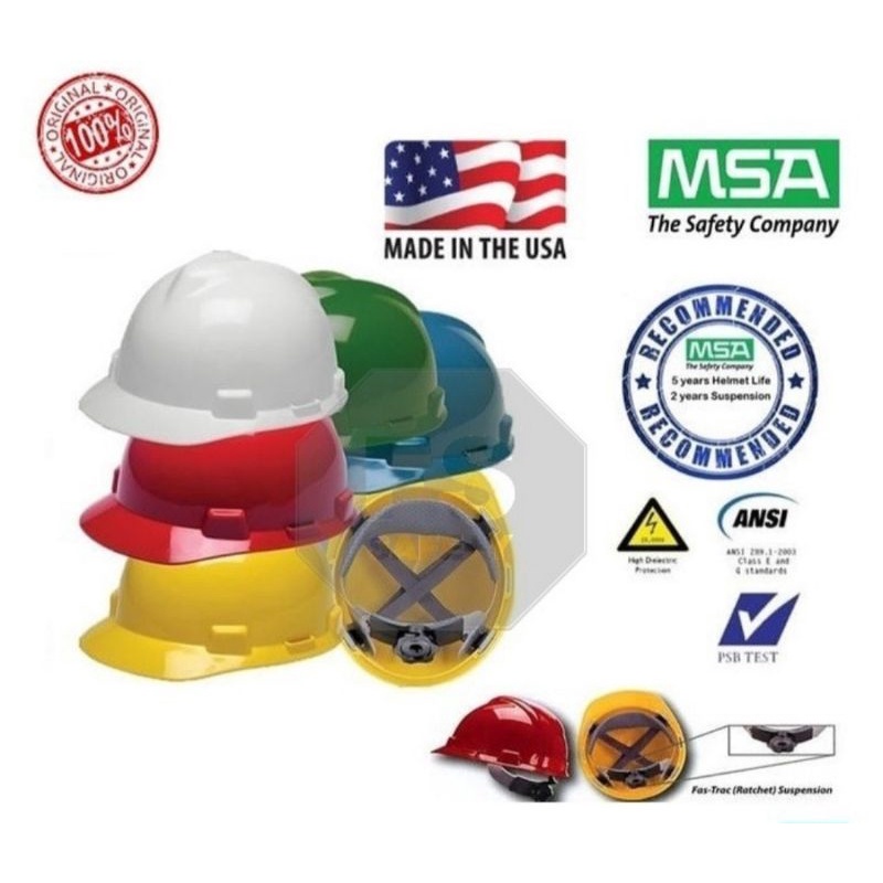 Jual Helm Safety MSA V-Gard + Fast track Original import USA | Shopee ...