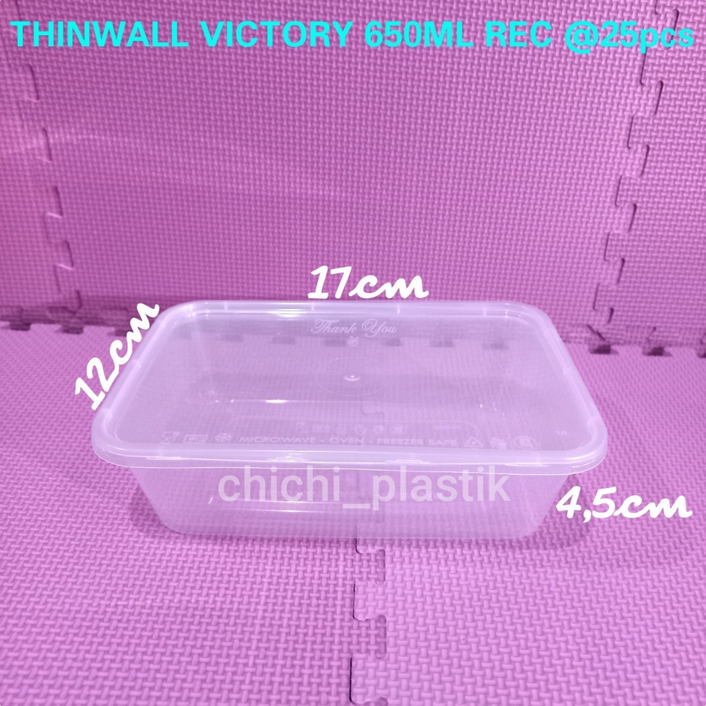 Jual Thinwall food container 650ml victory/ Kotak Makan Bening ...