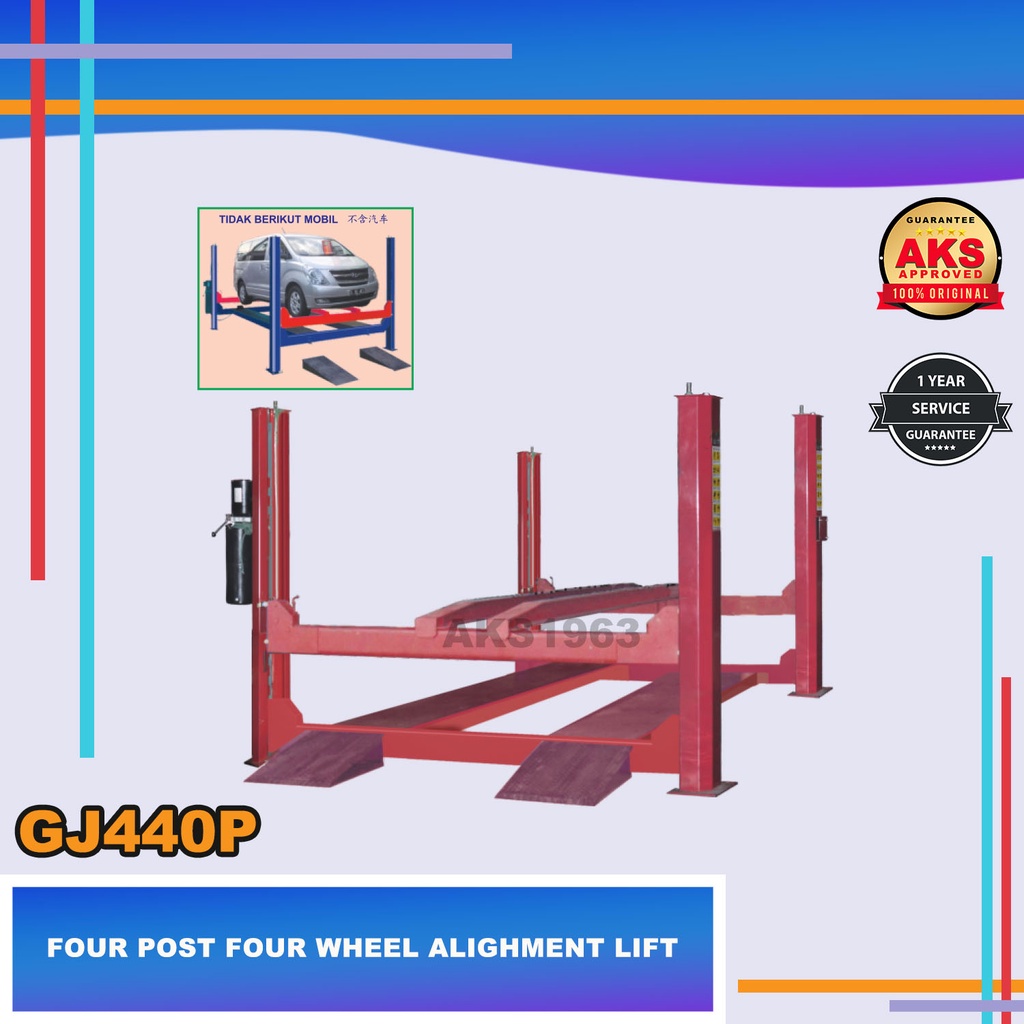 Jual Four Post Lift Angkat Mobil 4 Tiang Kapasitas 4 Ton 3Hp 380V AKS ...