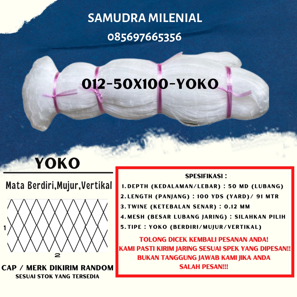 Jual Jaring Burung / Ikan senar 012 50x100 YOKO / TATE Tulis di Catatan (Ukuran Pilih dalam ...