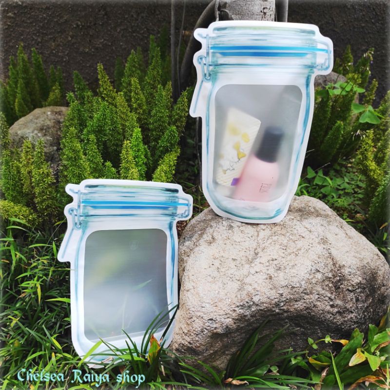 Jual Plastik zip lock motif mason jar toples biru 15cm x 24,5cm untuk ...