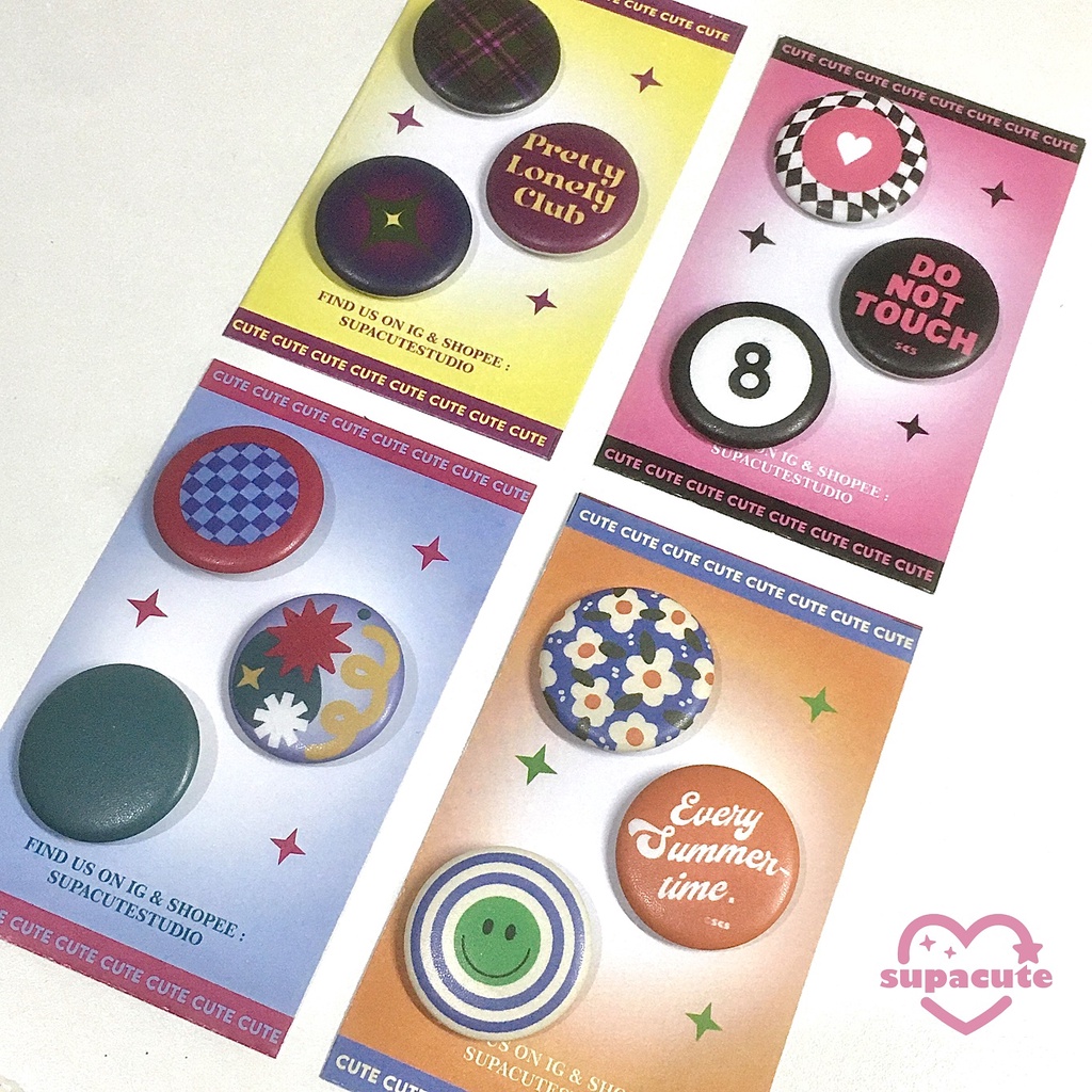 Jual Pin Button Set (3 pcs) | aesthetic pin button badges denim totebag ...