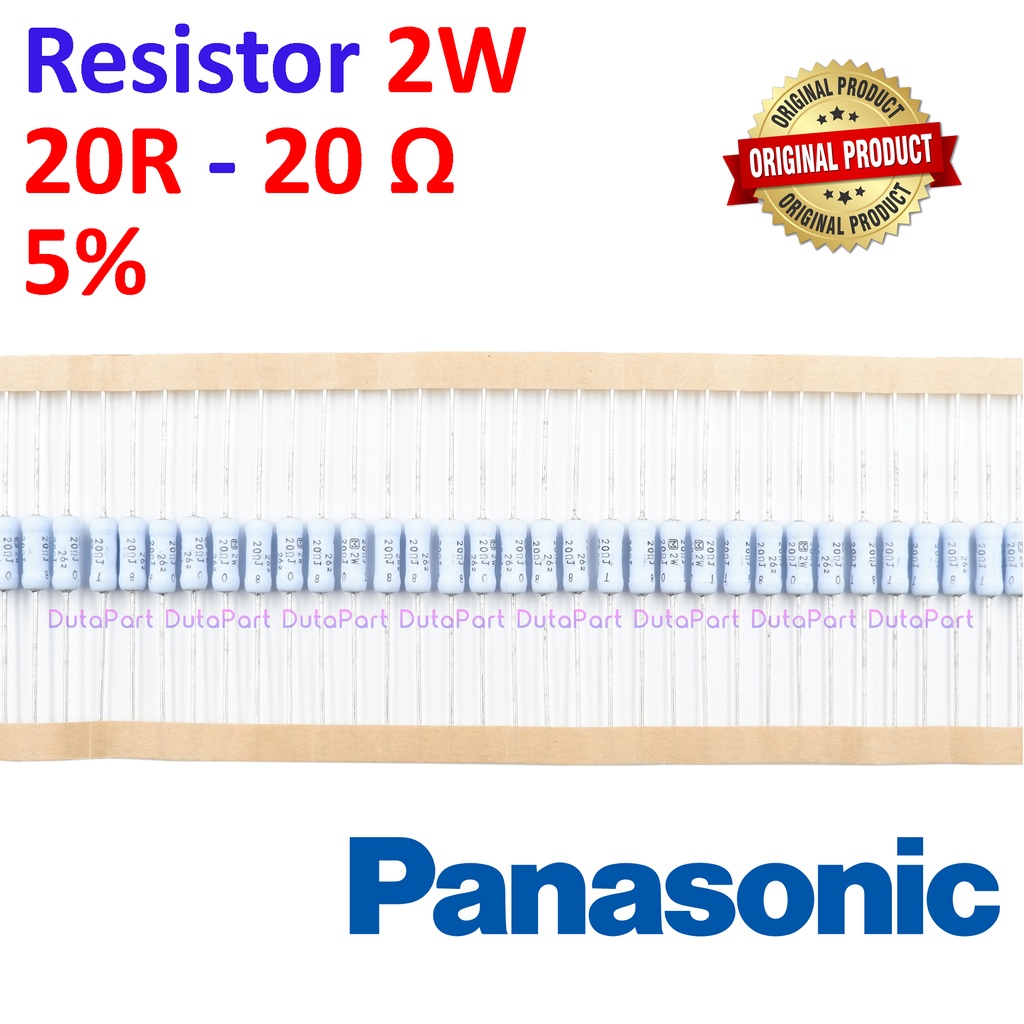 Jual Resistor 20 Ohm 2 Watt 5% ORIGINAL PANASONIC 2W 20R HIGH QUALITY ...