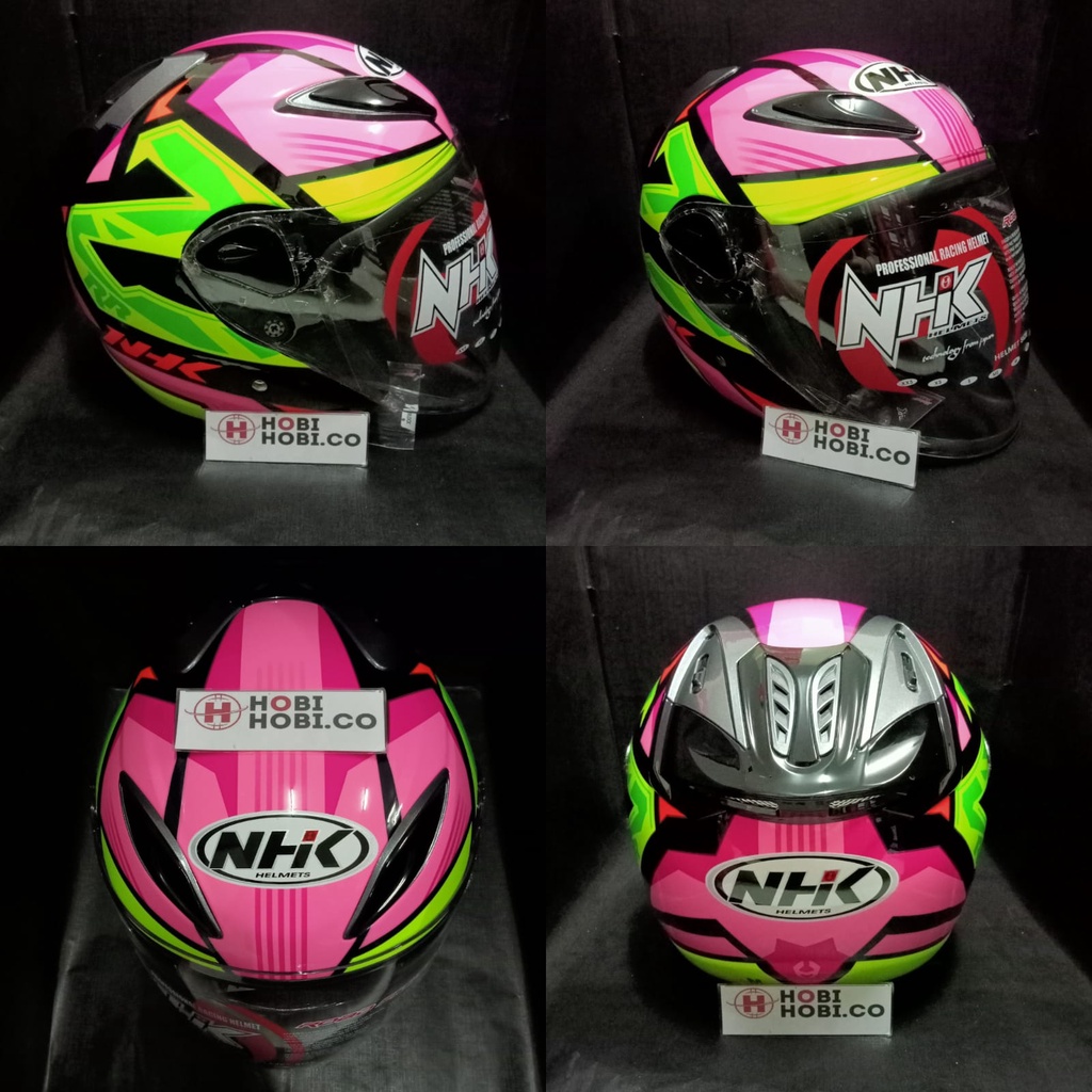 Jual HELM NHK R6 STARCO BLACK PINK YELLOW HELM NHK HALF FACE R 6 ...